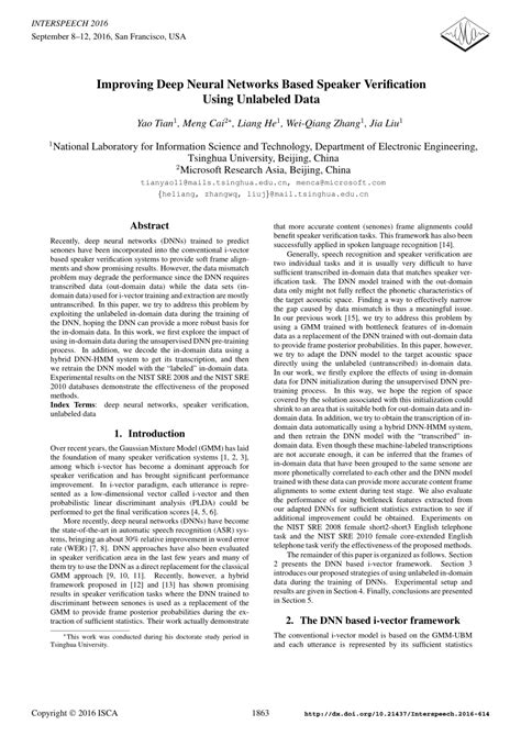 Pdf Improving Deep Neural Networks Based Speaker Verification Using Unlabeled Data