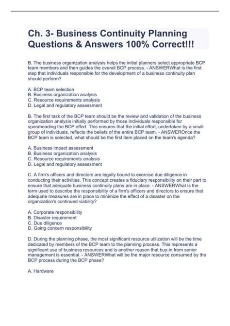 Ch 3 Business Continuity Planning Questions And Answers 100 Correctch 3 Business Ch 3 Business Continuity Planning Questions And Answers 100 Correctch 3 Business