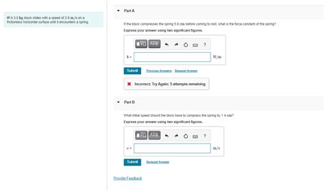 solved ip a 3 0 kg block slides with a speed of 2 6 m s on a