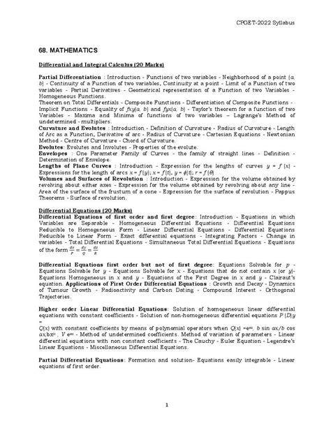 TS CPGET 2022 Syllabus M.Sc Mathematics