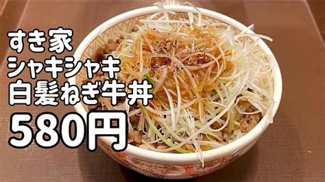 【すき家】シャキシャキ食感がたまらない新商品「白髪ねぎ牛丼」を食べてみた感想 Youtube