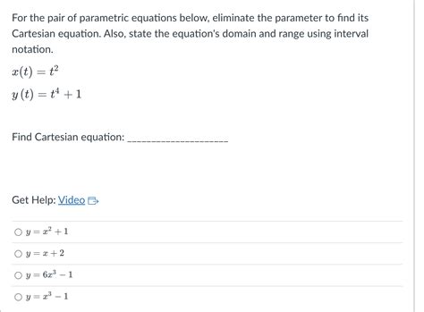 Solved For The Pair Of Parametric Equations Below Eliminate Chegg