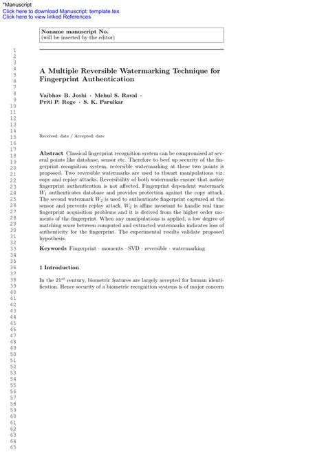 Pdf A Multiple Reversible Watermarking Technique For Fingerprint