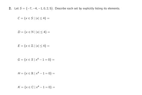 Solved 2 Let S −7−4−1025 Describe Each Set By