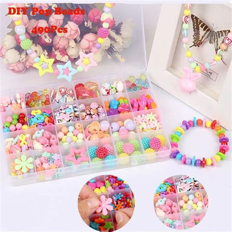 490 шт. DIY поп-бусы, игрушки для творчества, Детские 24 Сетки, бусины ...