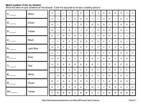 Back To School Metric System Science Quiz And Mystery Pictures Tpt