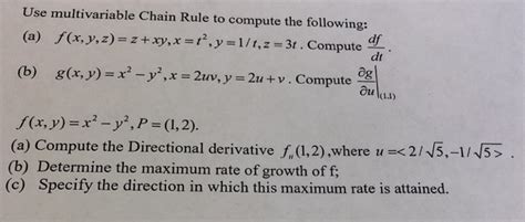 solved use multivariable chain rule to compute the