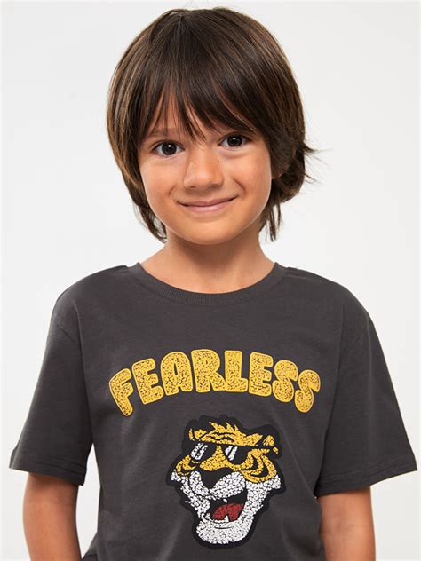 Lc Waikiki მრგვალი საყელო ნაბეჭდი მოკლე სახელო ბიჭებისთვის მაისური S3fp40z4 R34 S3fp40z4 R34