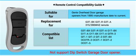 for genie intellicode garage door opener remote g3t bx g3t r for all