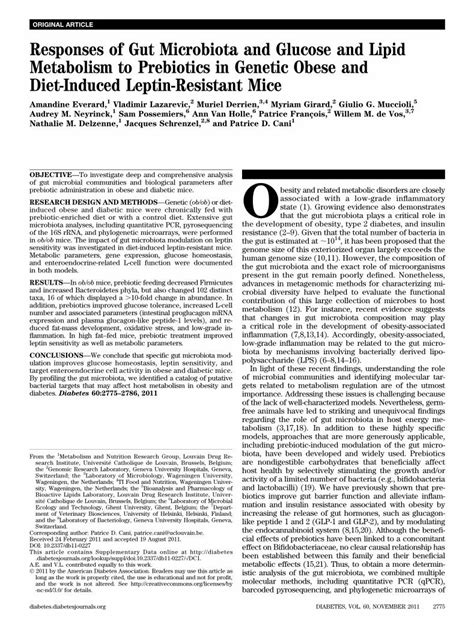 Pdf Original Article Responses Of Gut Microbiota And Glucose