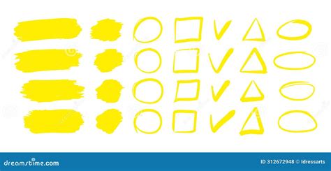 Yellow Highlighter Elements Underline Element Color Text Mark Stock Vector Illustration Of