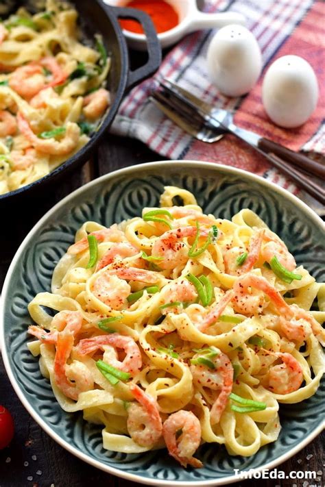 Паста с креветками в сливочном соусе Recipe Cooking Food Ethnic Recipes