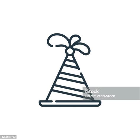 흰색 배경에 격리 된 파티 모자 벡터 아이콘입니다 웹 사이트 디자인 및 모바일 앱 개발을위한 개요 얇은 줄 파티 모자 아이콘