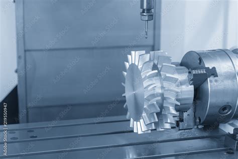 Foto De The Axis CNC Milling Machine Or Machining Center Attach The Rotation Axis Cutting The