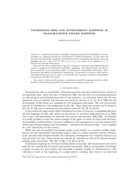 Pdf Conditional Risk And Acceptability Mappings As Banach Lattice