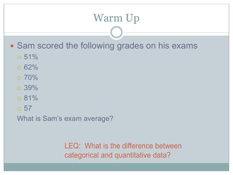 Categorical Vs Quantitative Data Statistics Lesson