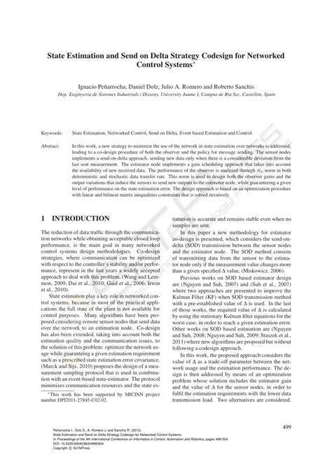 Pdf State Estimation And Send On Delta Strategy Codesign For Networked Control Systems