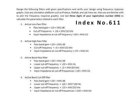 Design The Following Filters With Given Chegg