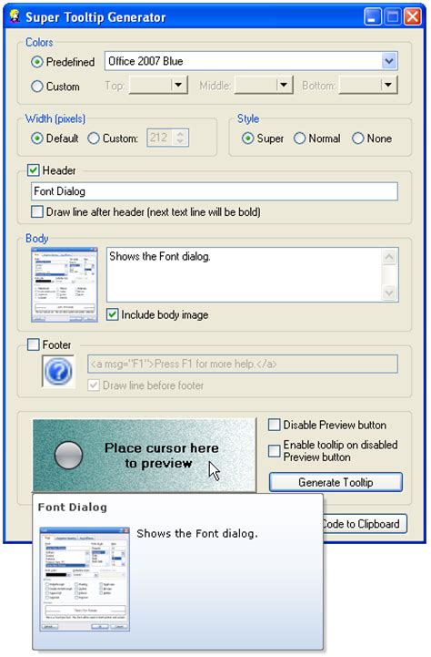 Xsupertooltip Office 2007 Super Tooltip Class Codeproject