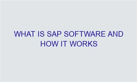 What Is Sap Software And How It Works Upsneak