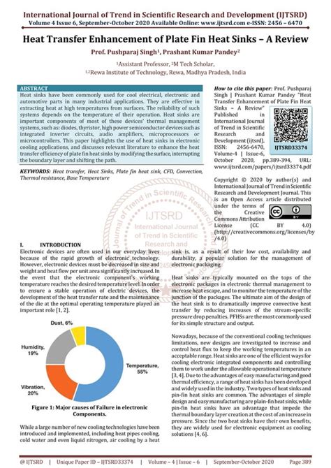 Heat Transfer Enhancement Of Plate Fin Heat Sinks A Review Pdf