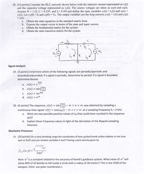 Solved Consider The RLC Network Shown Below With The Chegg