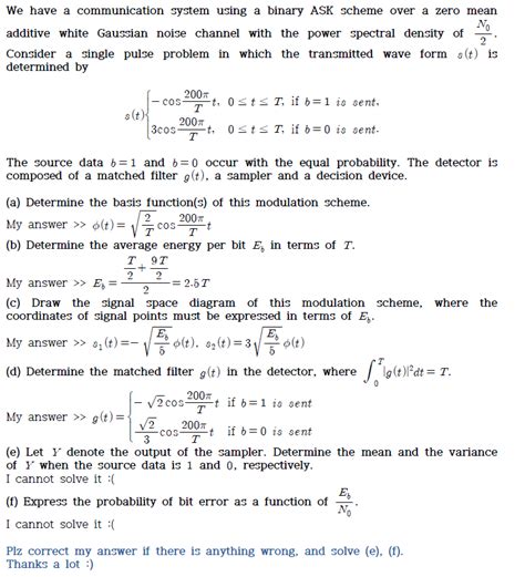Solved N We Have A Communication System Using A Binary Ask
