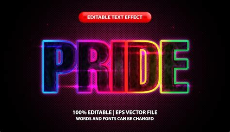 Premium Vector Pride Text Editable Text Effect Template Rainbow Neon