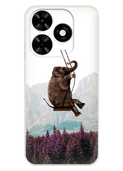 Tecno Spark Go 2024 силиконовый чехол с картинкой Слон на качеле