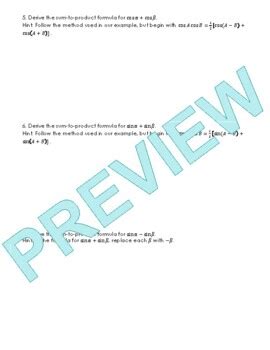 Deriving The Sum To Product And The Product To Sum Formulas By April Marini