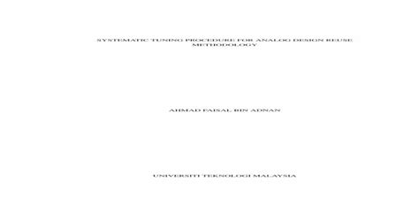 Pdf Systematic Tuning Procedure For Analog Design Eprintsutmmyid