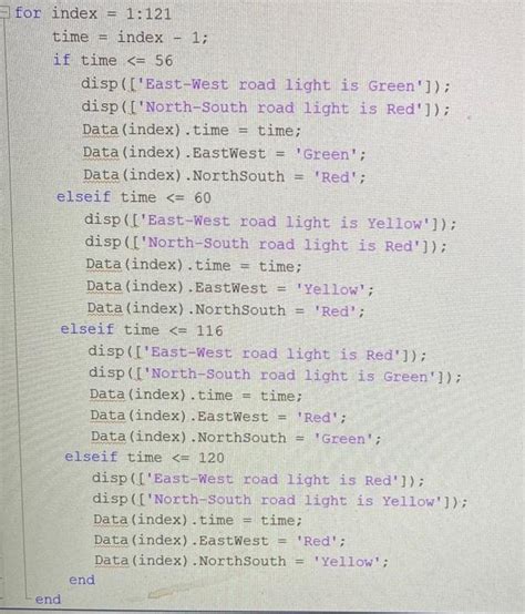 Matlab Modify The Traffic Light Program To Create A