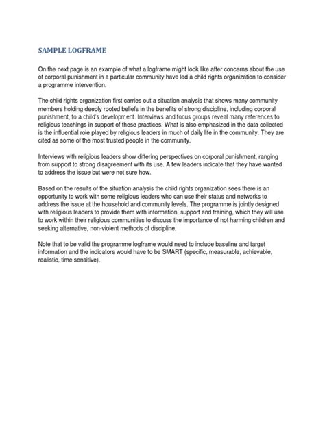 Samplelogframepdf Capacity Building Attitude Psychology