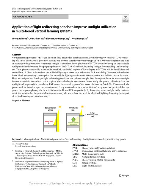 Application Of Light Redirecting Panels To Improve Sunlight Utilization In Multi Tiered Vertical