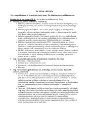 COMM 351 Exam 1 Review 351 EXAM 1 REVIEW The Exam Will Consist Of 50 Multiple Choice Items