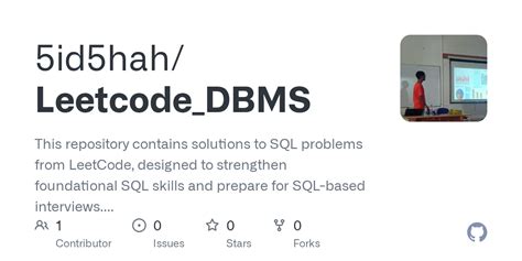Github 5id5hahleetcodedbms This Repository Contains Solutions To
