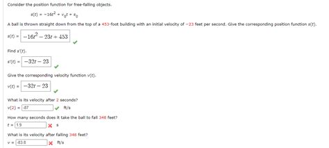 Solved Consider The Position Function For Free Falling