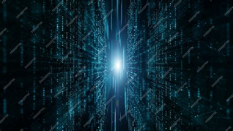 Premium Photo Abstract Digital Matrix Particles Flow Digital Data Connection Technology Concept
