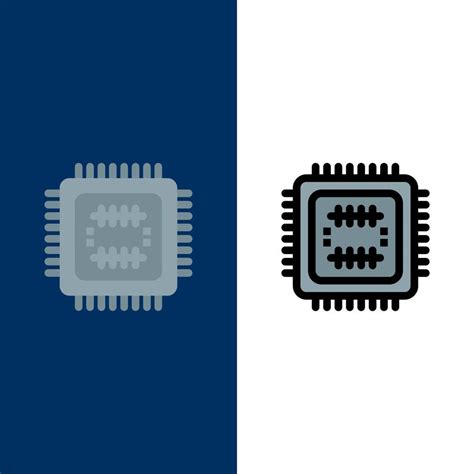 System Tech Technology Cpu Icons Flat And Line Filled Icon Set Vector