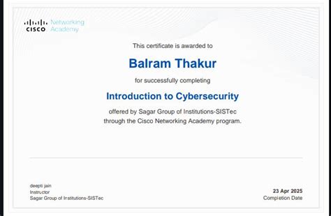 cybersecurity cisconetworkingacademy ethicalhacking networksecurity… balram singh thakur
