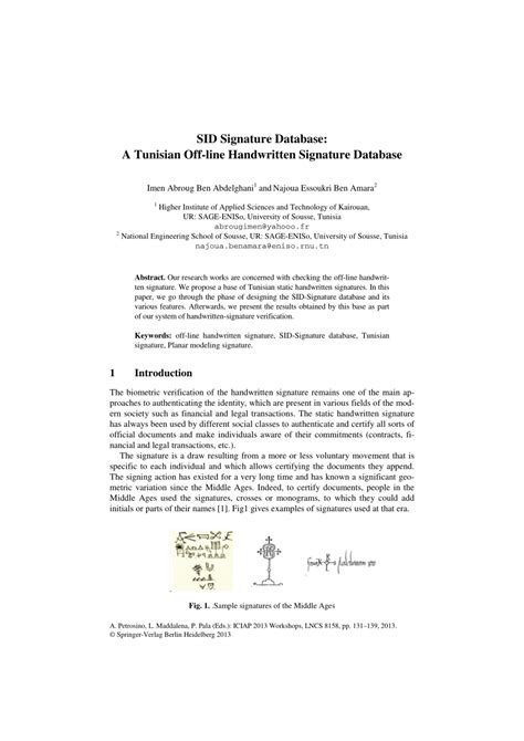 Pdf Sid Signature Database A Tunisian Off Line Handwritten Signature Database