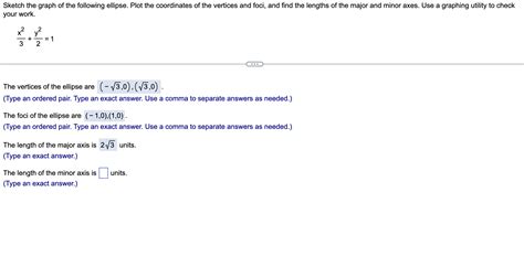 Solved Sketch The Graph Of The Following Ellipse Plot The