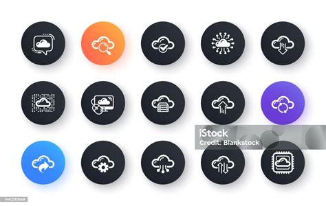 Computer Cloud Icons Hosting Computing Data And File Storage Classic Icon Set Vector Stock