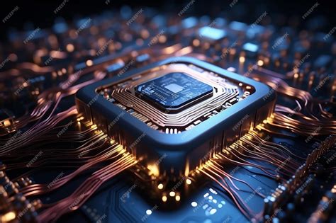 Premium Ai Image Futuristic Hightech Motherboard Cpu Processor Microchip Artificial