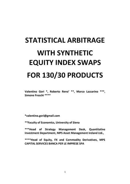 Statistical Arbitrage Strategies Pdf