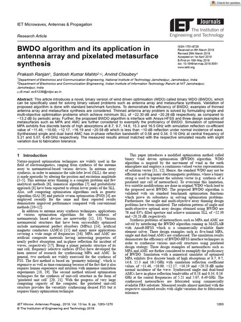 iet microwaves antenna prop 2019 ranjan bwdo algorithm and its application in antenna