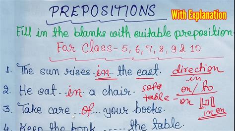 MASTER Prepositions Student Fills Blanks With CORRECT Answers