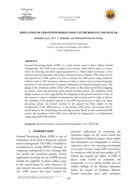 Pdf Simulation Of Gpr System Design Using Cst Microwave And Matlab