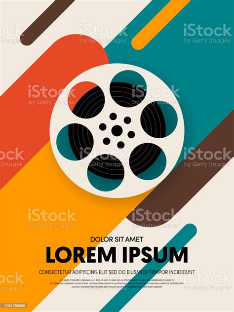 영화와 영화 포스터 템플릿 디자인 현대 복고풍 빈티지 스타일 영화에 대한 스톡 벡터 아트 및 기타 이미지 영화 영화 산업