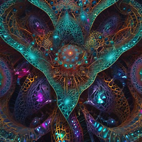 Vibrant Surreal Fractal Design With Glowing Centerpiece Stock Image Image Of Otherworldly